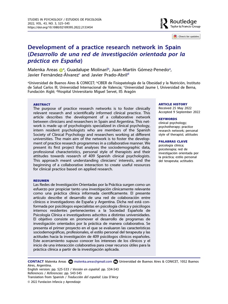 Development of A Practice Research Network in Spain Desarrollo de Una Red de Investigaci N ...