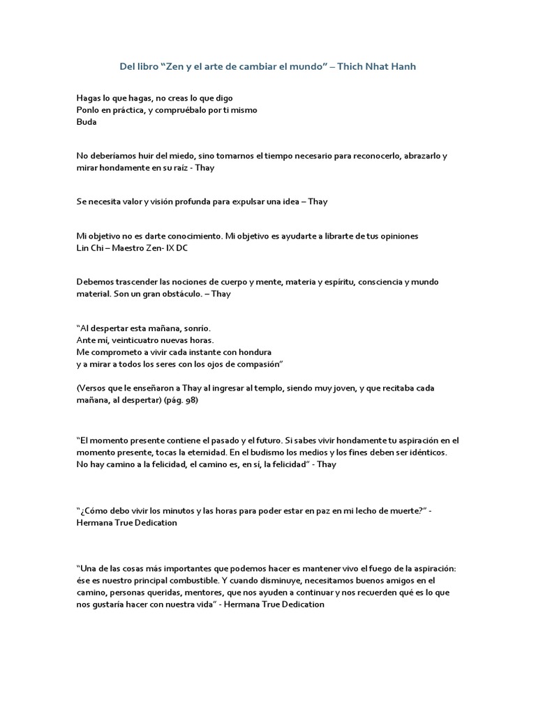 Del Libro "Zen y El Arte de Cambiar El Mundo" PDF | PDF