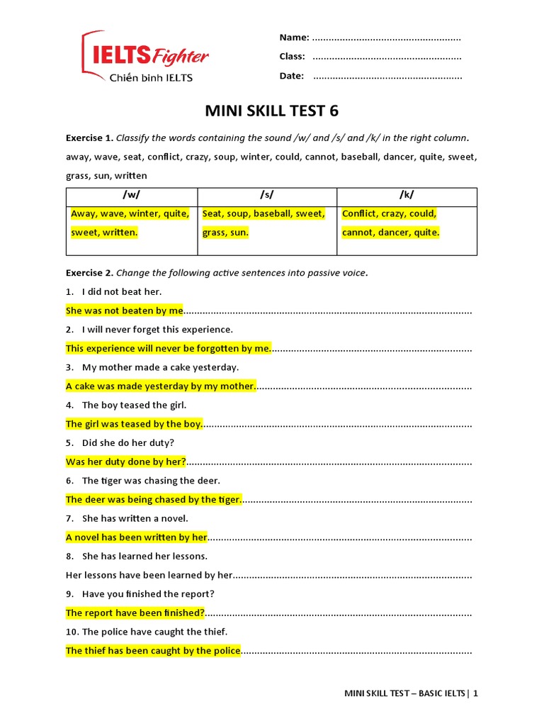 Mini Skill Test 6 | PDF