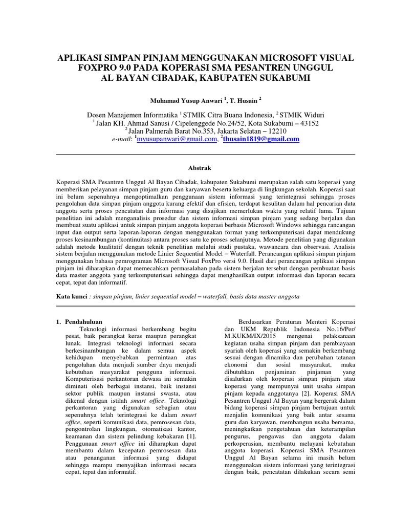 Stt-Wastukancana Ac Id-5 5 Jurnal-T-Husain-FoxPro9 0 PDF | PDF