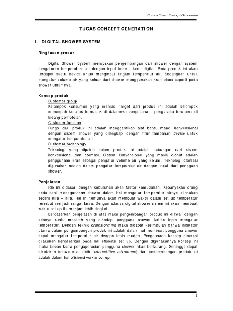 Contoh Tugas Concept Generation 1 TUGAS PDF | PDF