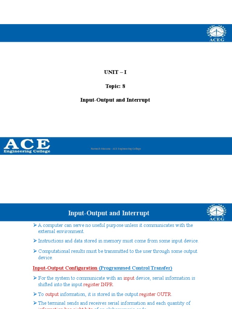 8.U-I. Input Output and Interrupt and RISC, CISC Characteristics | PDF | Input/Output | Computer ...