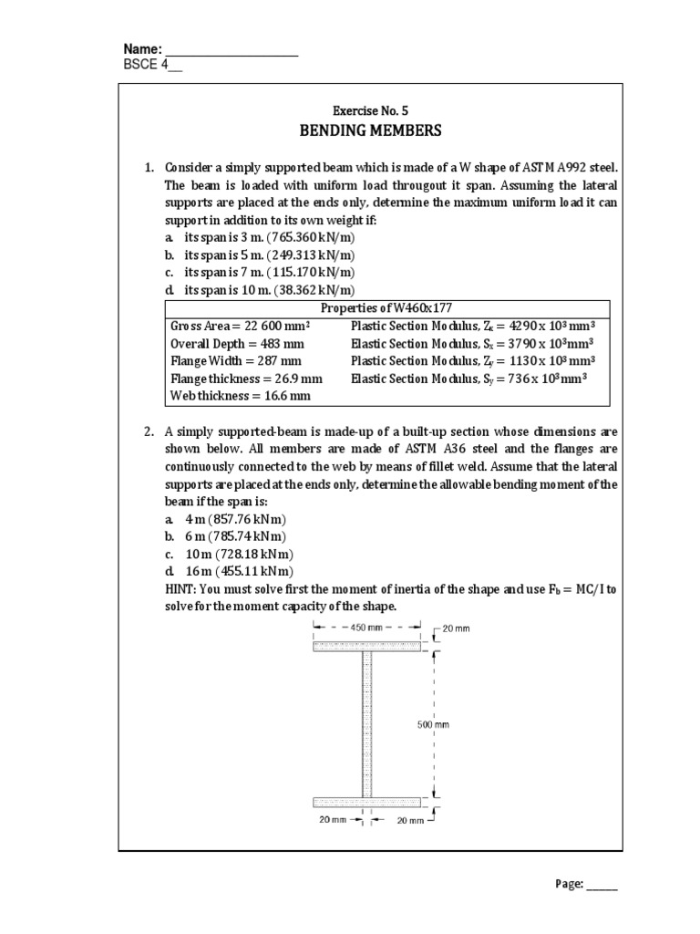 Exercise 5 PDF | PDF | Bending | Beam (Structure)