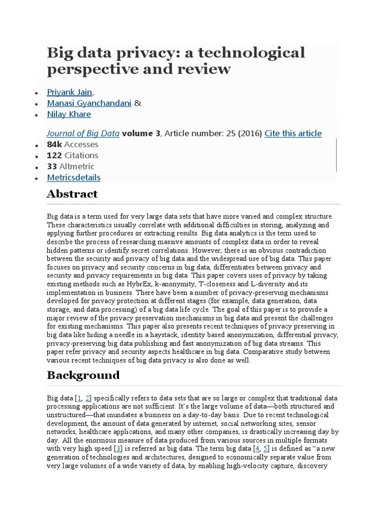 Big Data Privacy | PDF | Cloud Computing | Big Data