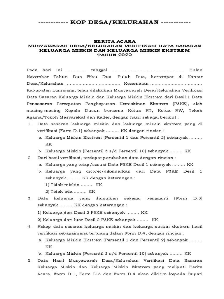 BA Musdes Verifikasi Data P3KE | PDF