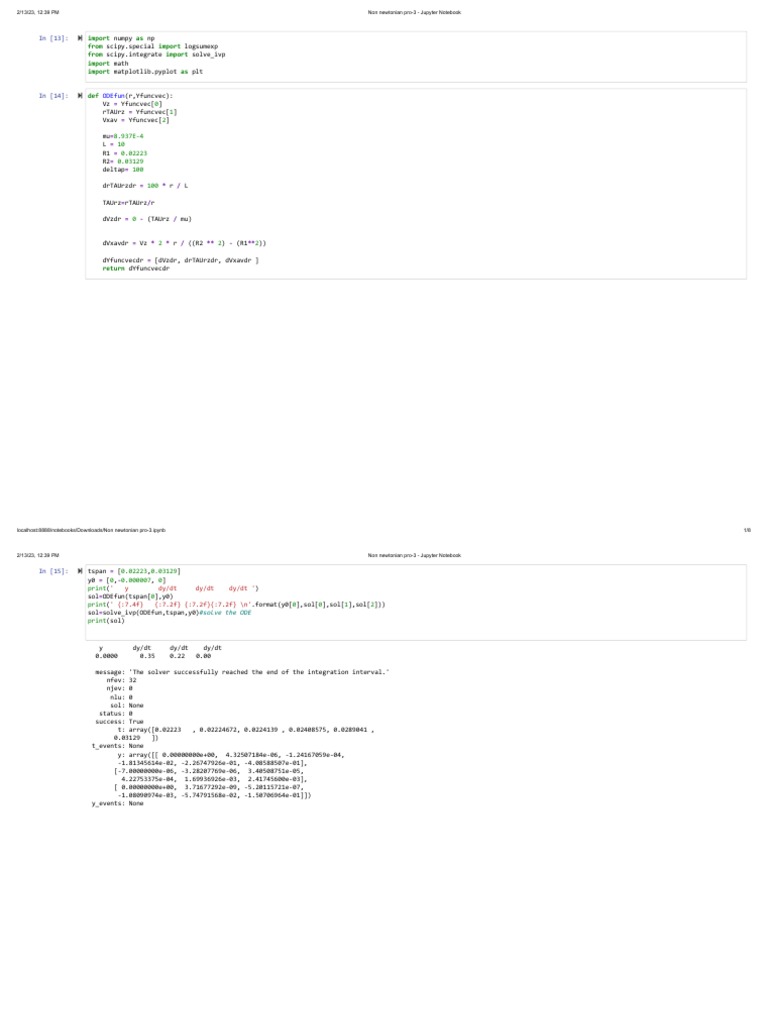 Non Newtonian Pro-3 - Jupyter Notebook | PDF | Computational Science
