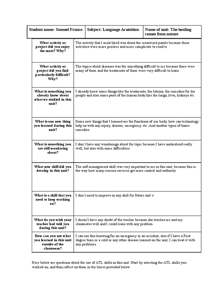 Student Reflection on Language Unit | PDF | Learning | Communication