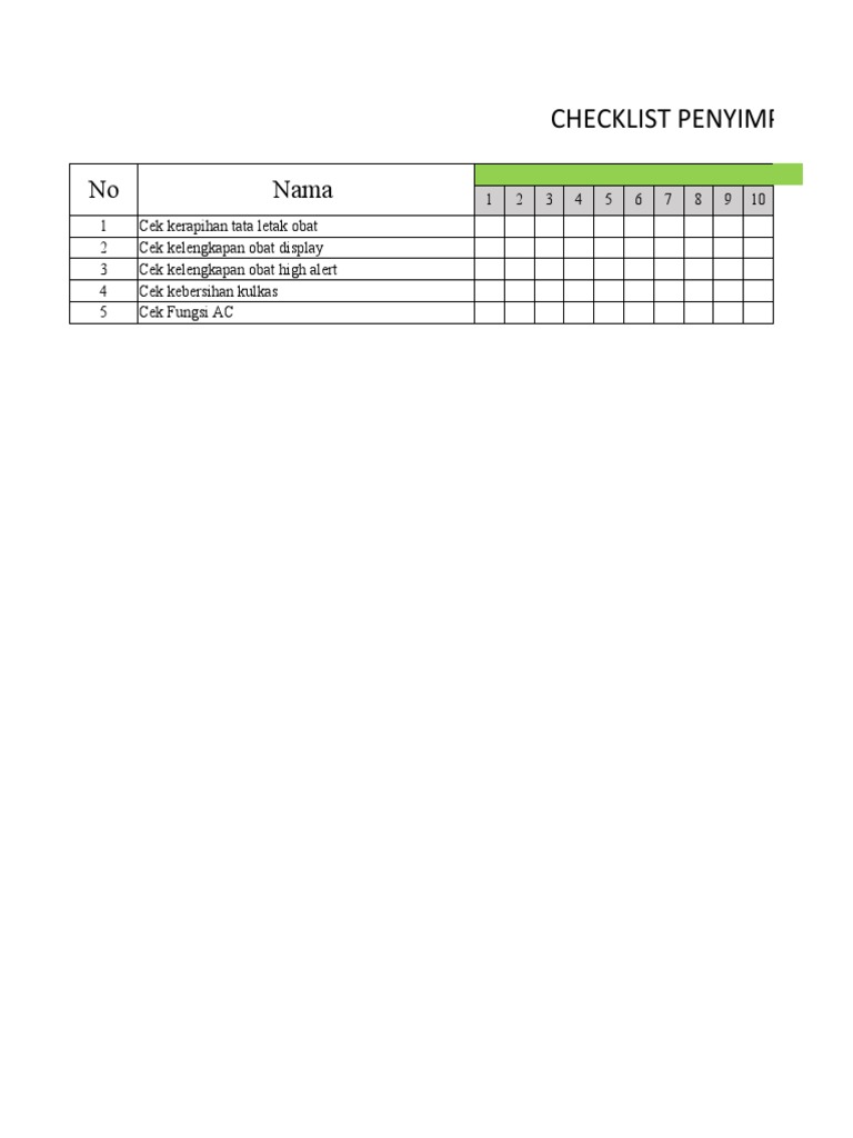 Ceklist Kelengkapan Obat | PDF