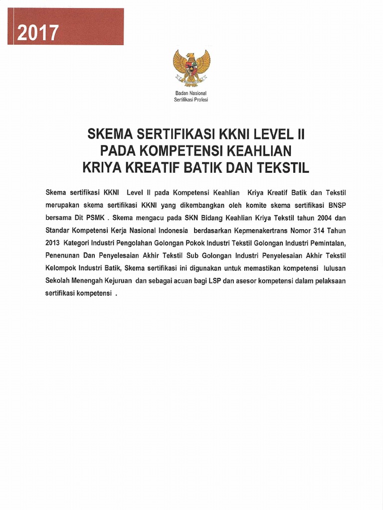 Sertifikasi KKNI Kriya Batik dan Tekstil | PDF | Bisnis | Teknologi ...
