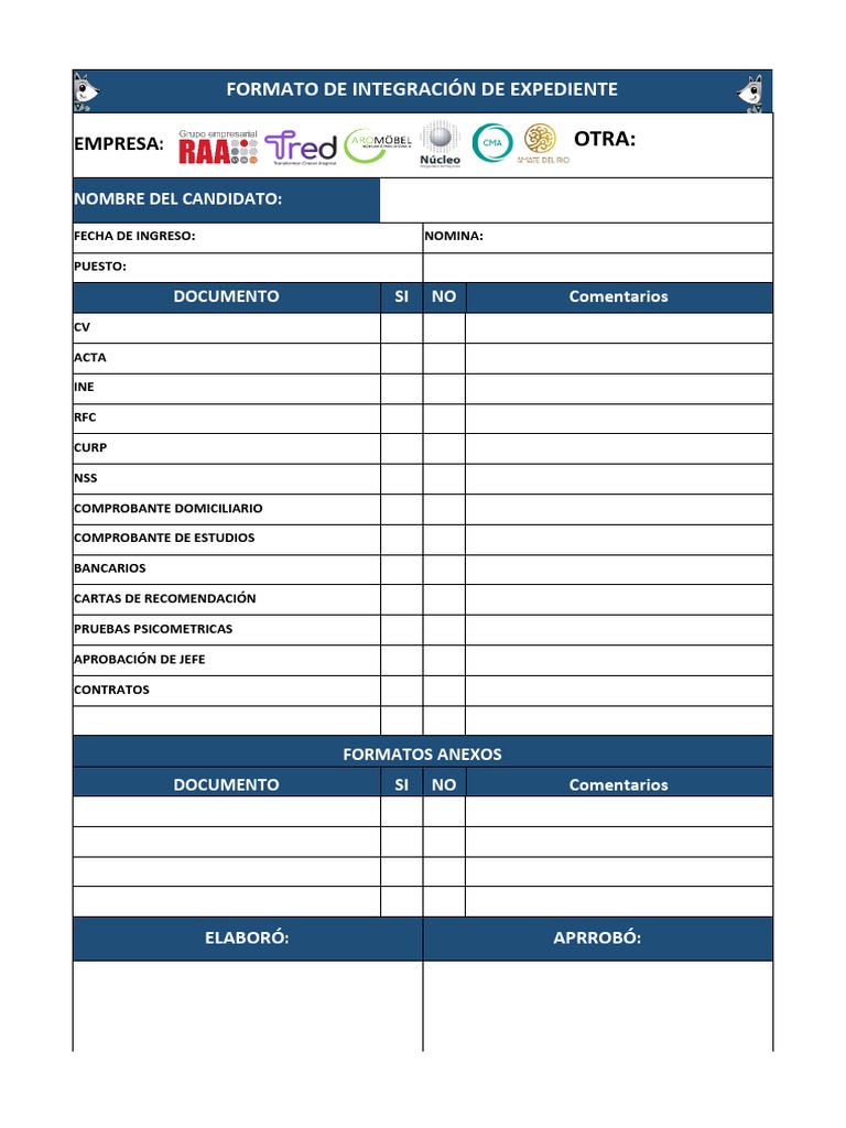 Formato de Integracion de Expedientes | PDF