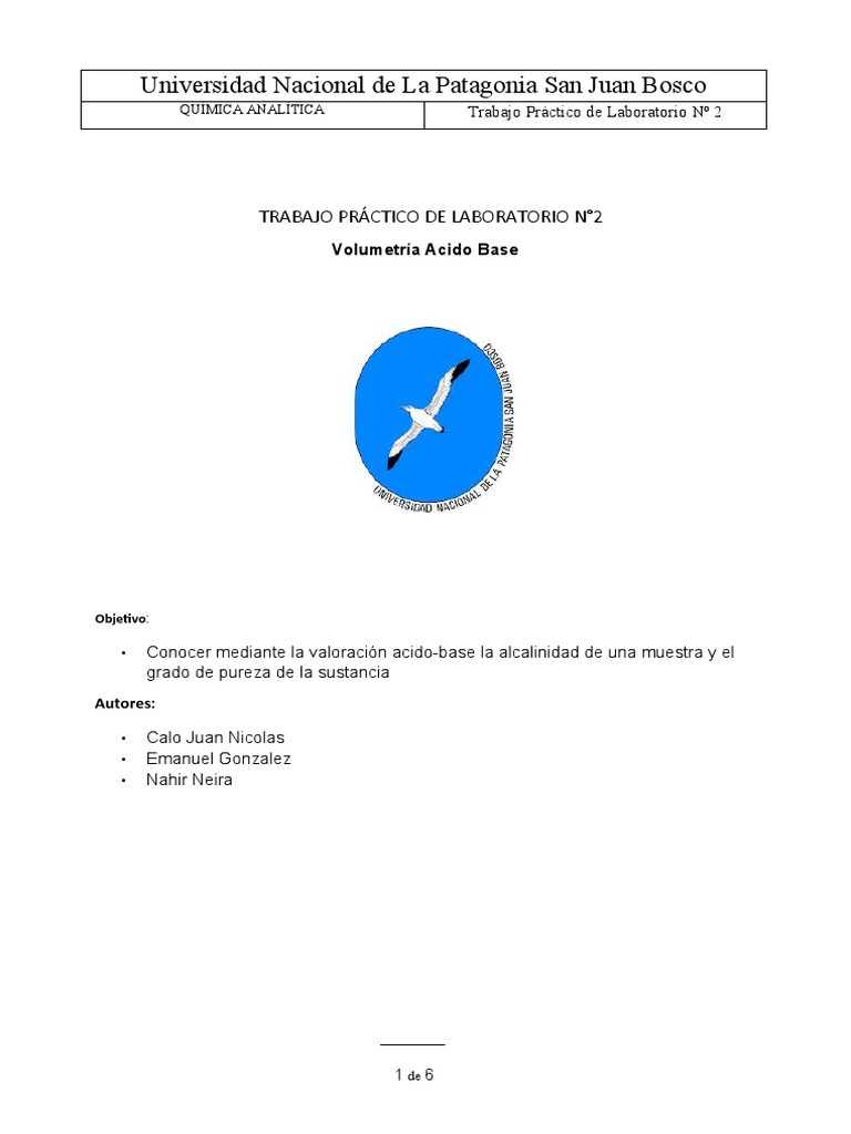 PL2 Volumetria Acido Base | PDF | Química | Valoración