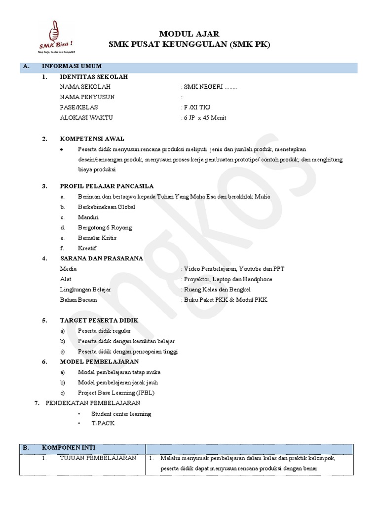 Modul PKK 1 KLS Xi | PDF