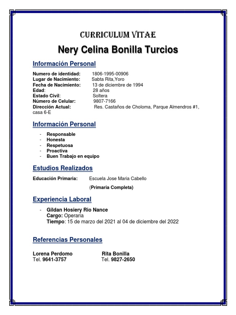 Curriculum Vitae de Nery Bonilla | PDF