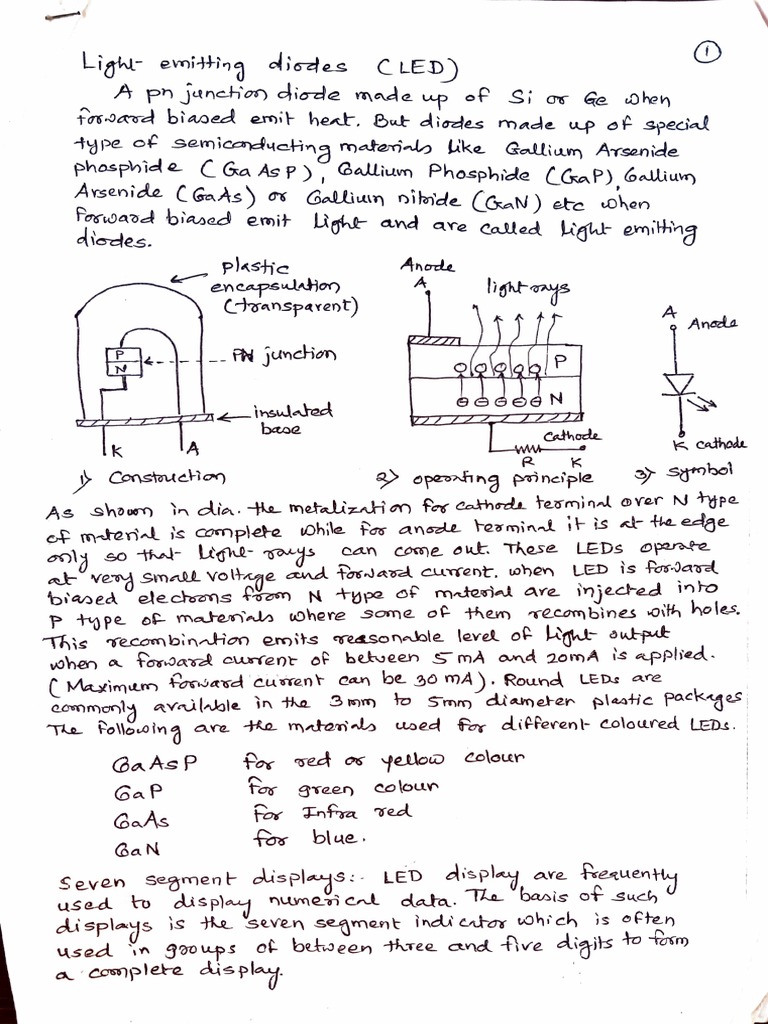 Digital Sem 3 LED & Optical NOTES PDF | PDF | Light Emitting Diode ...