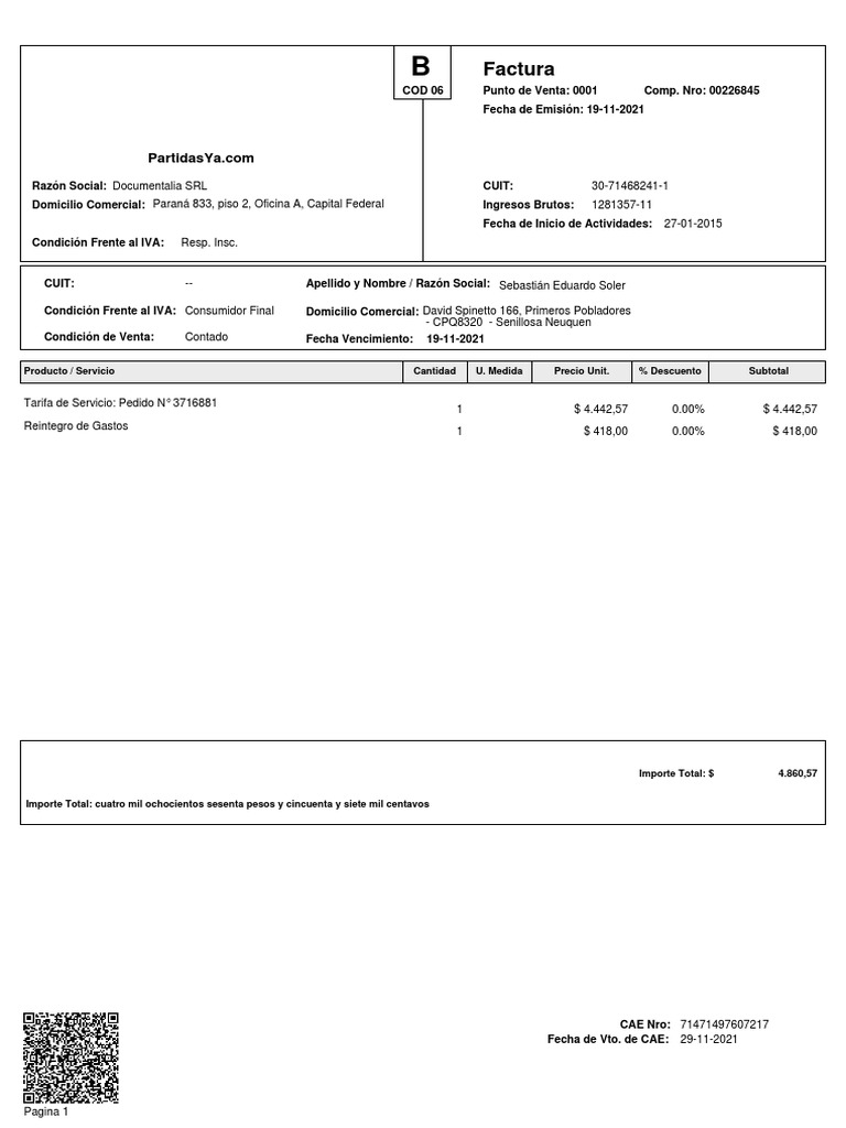 Factura B 0001-00226845 | PDF