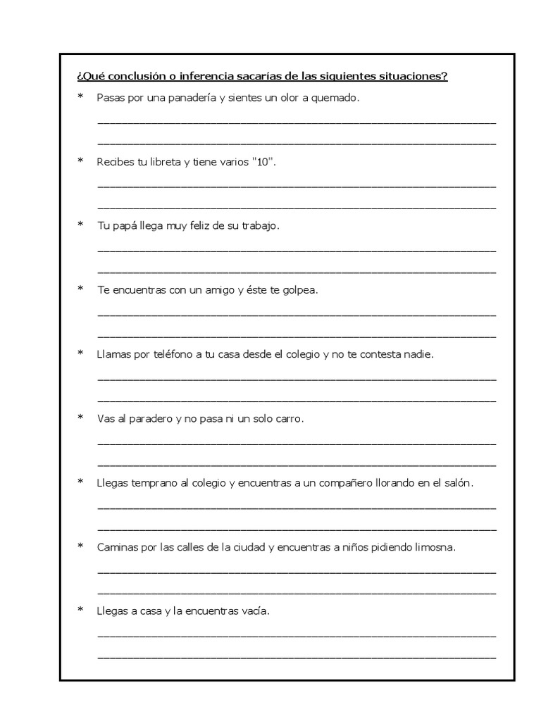 Posibles conclusiones e inferencias derivadas de diversas situaciones | PDF