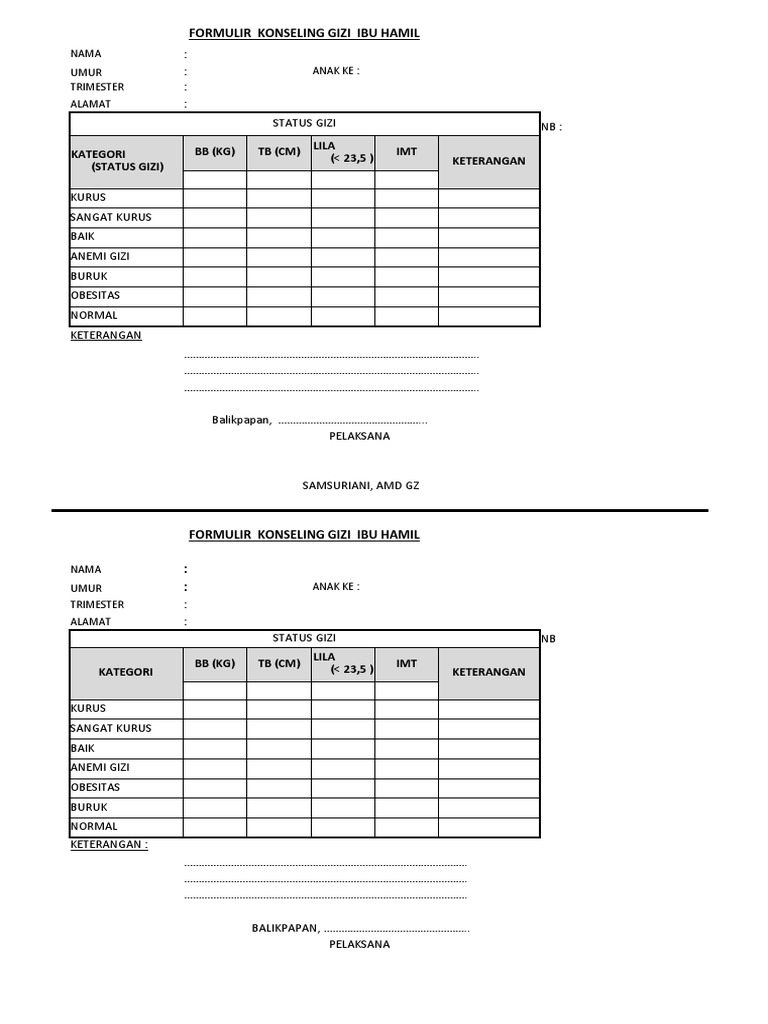 F0RM Konseling Bumil | PDF