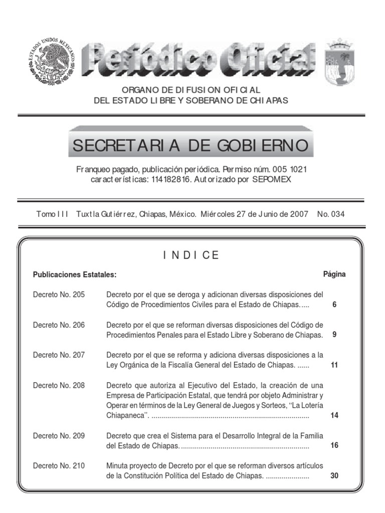 Po 034 PDF | PDF | Estado (política) | Chiapas