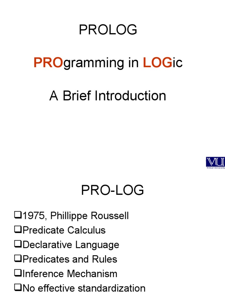 Introduction to Prolog Programming | PDF | First Order Logic ...