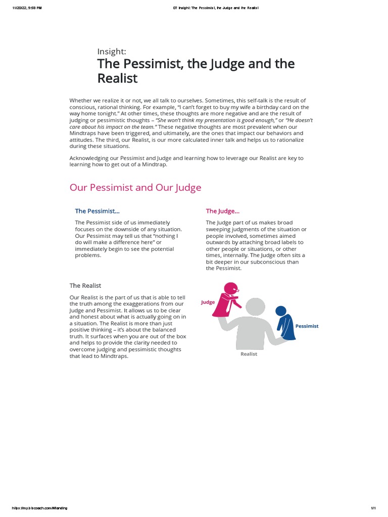 Pessimist, Judge and Realist | PDF | Thought | Pessimism