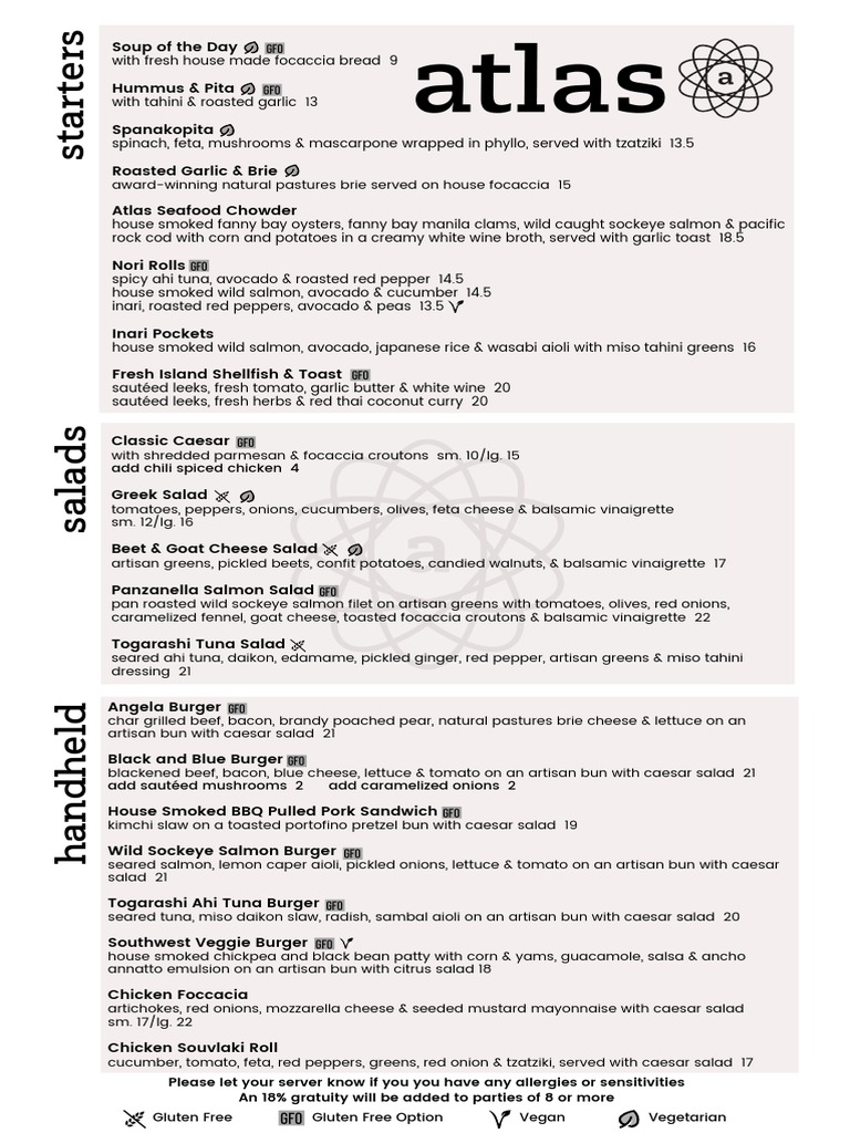 Atlas 2022 MENU PDF | PDF | Salad | Hamburgers