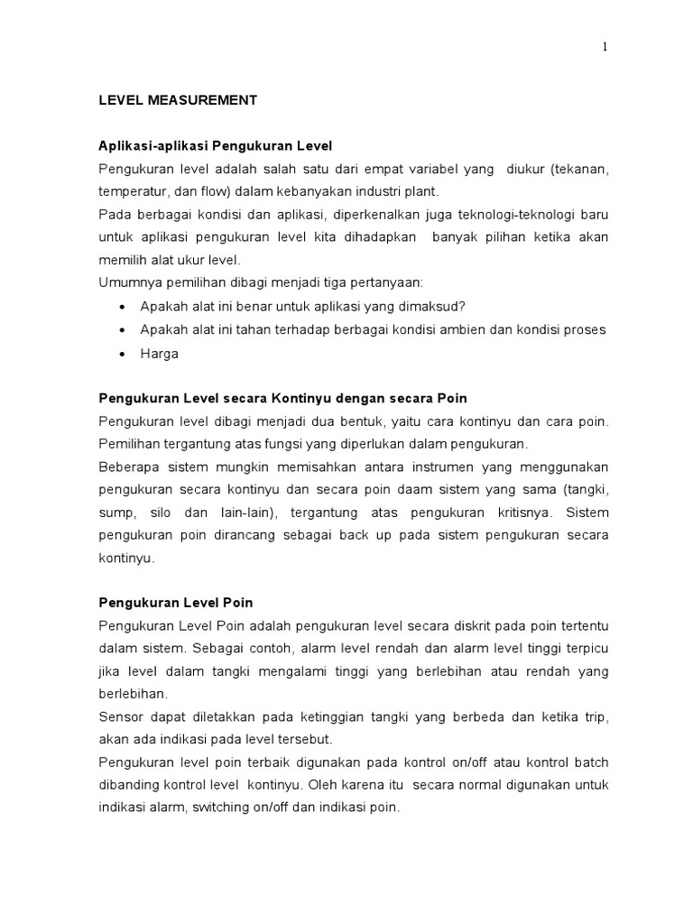 Pengukuran Level: Kontinu dan Poin | PDF | Sains & Matematika | Komputer