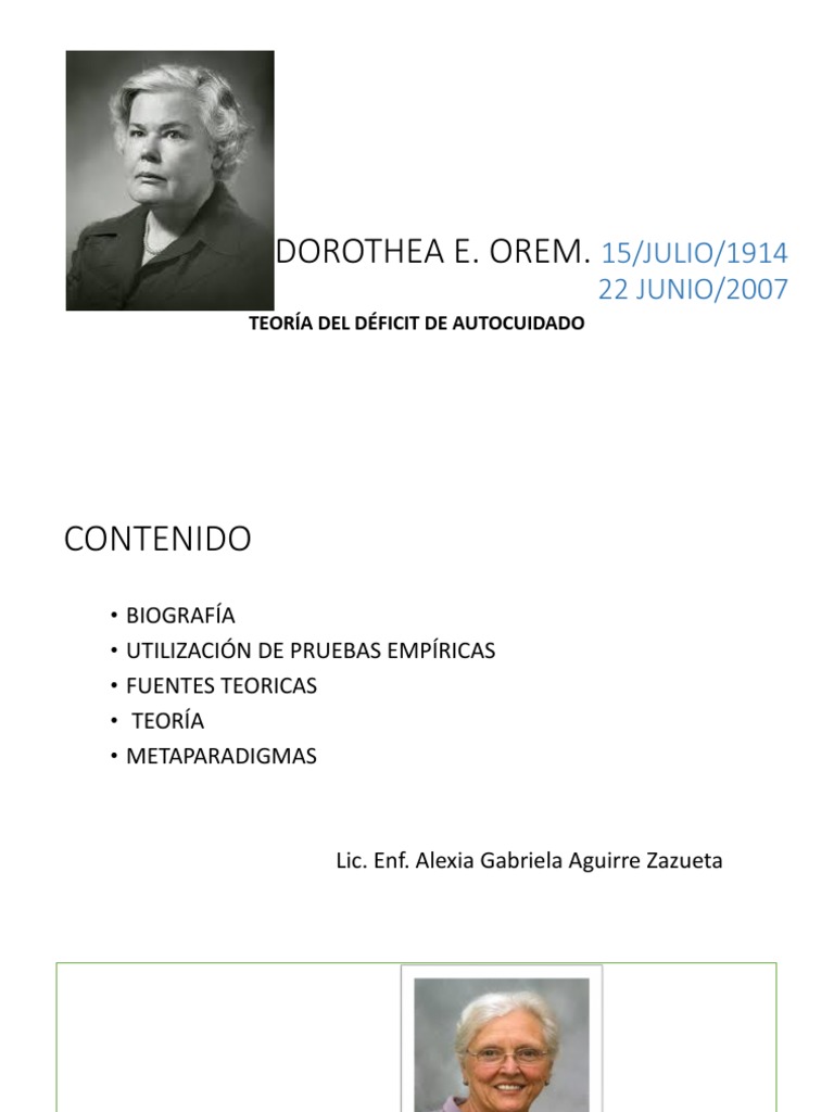 Dorothea e Orem PDF | PDF | Enfermería | Cuidado de la salud