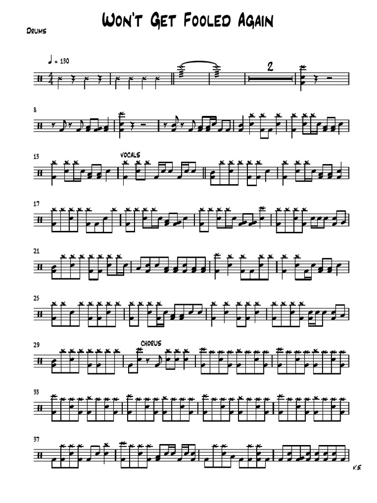 Wont Get Fooled Again Music Sheet Batteria 20190623014402 | PDF
