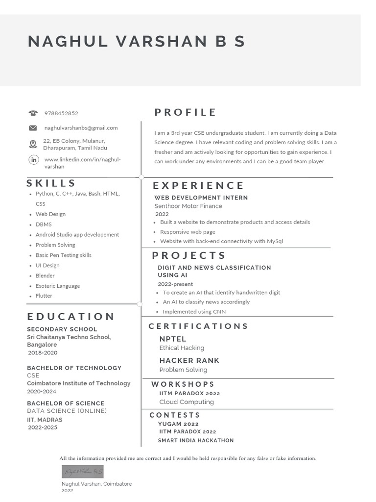 Naghulvarshans Resume - 2 | PDF | Software Engineering | Software Development