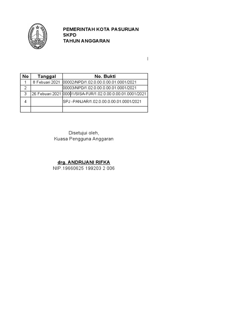 Buku Pembantu Panjar Format | PDF