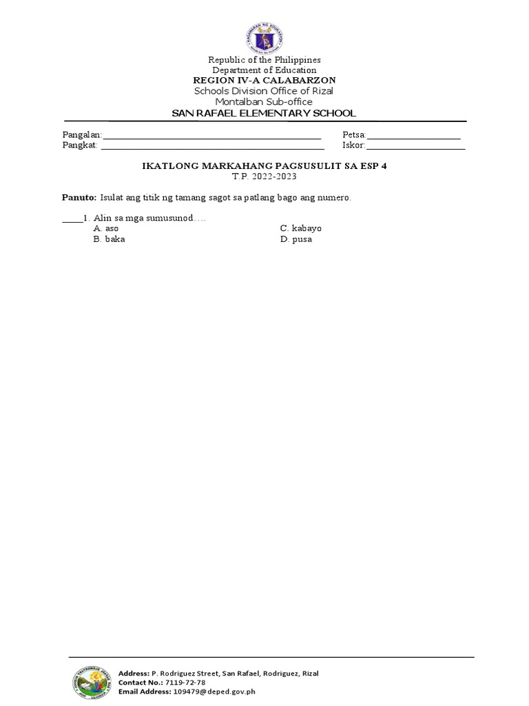 Test Paper Template g4 g6 | PDF