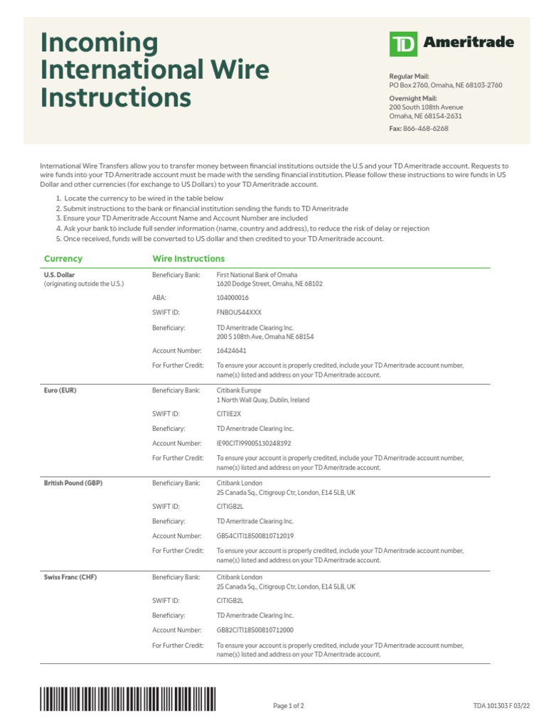 Incoming International Wire Instructions | PDF | Wire Transfer | Banks