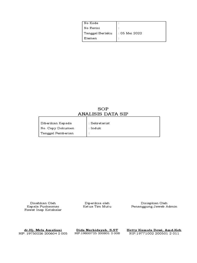 SOP Analisis Data SIK 2022. | PDF