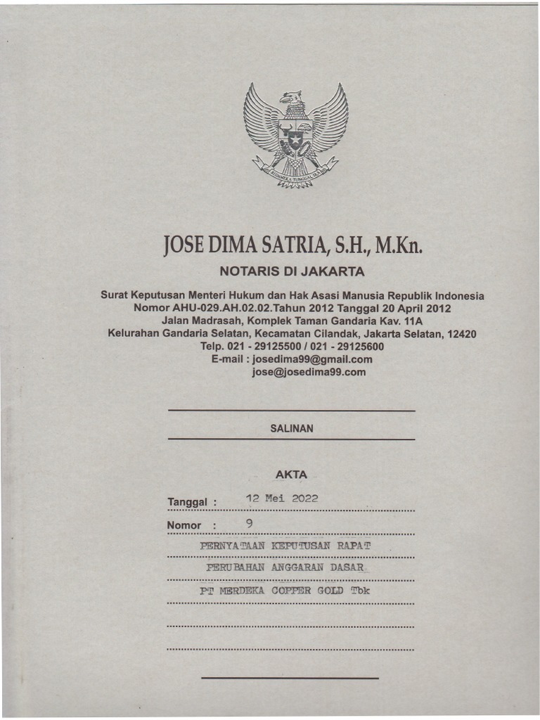 MDKA - 2022 05 12 - Akta Pernyataan Keputusan Rapat Perubahan Anggaran ...
