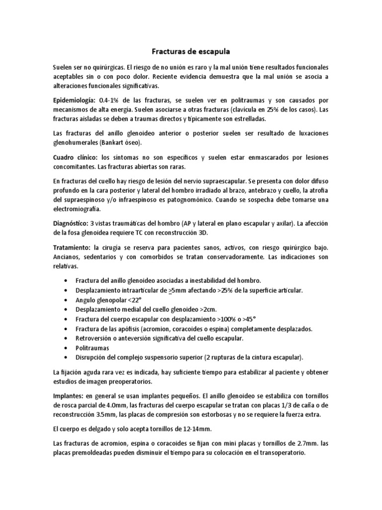 Fracturas de Escapula | PDF | Hombro | Sistema musculoesquelético