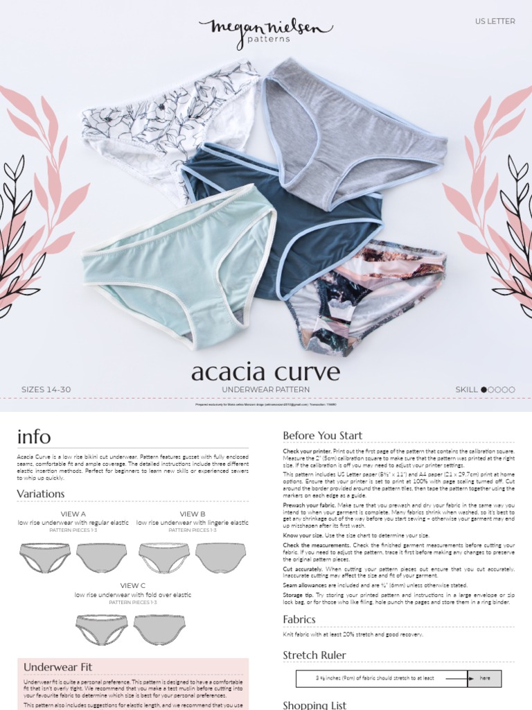 MN5402 ACACIA CURVE PDFInstruction | PDF | Seam (Sewing) | Undergarment