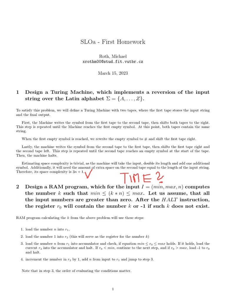SLOa First Homework Solution | PDF | Computational Complexity Theory | Time Complexity