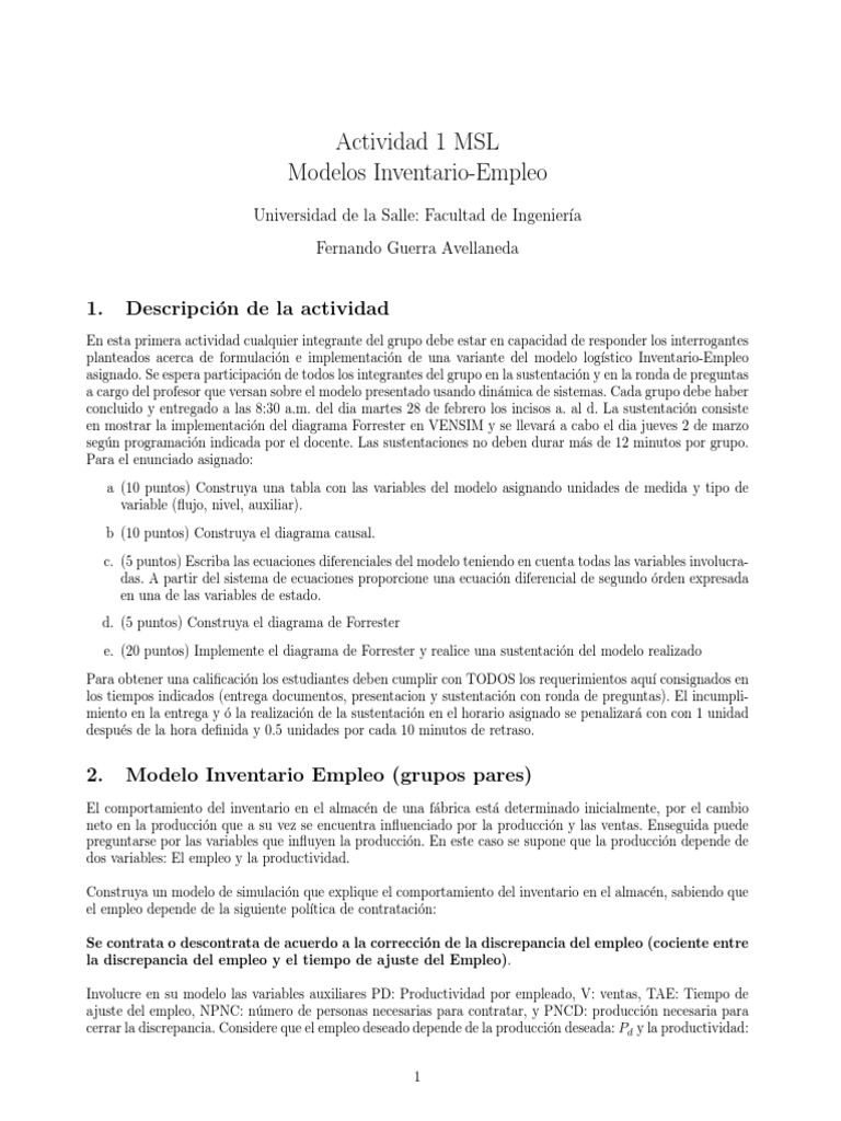 Actividad 1 MSL | PDF | Inventario
