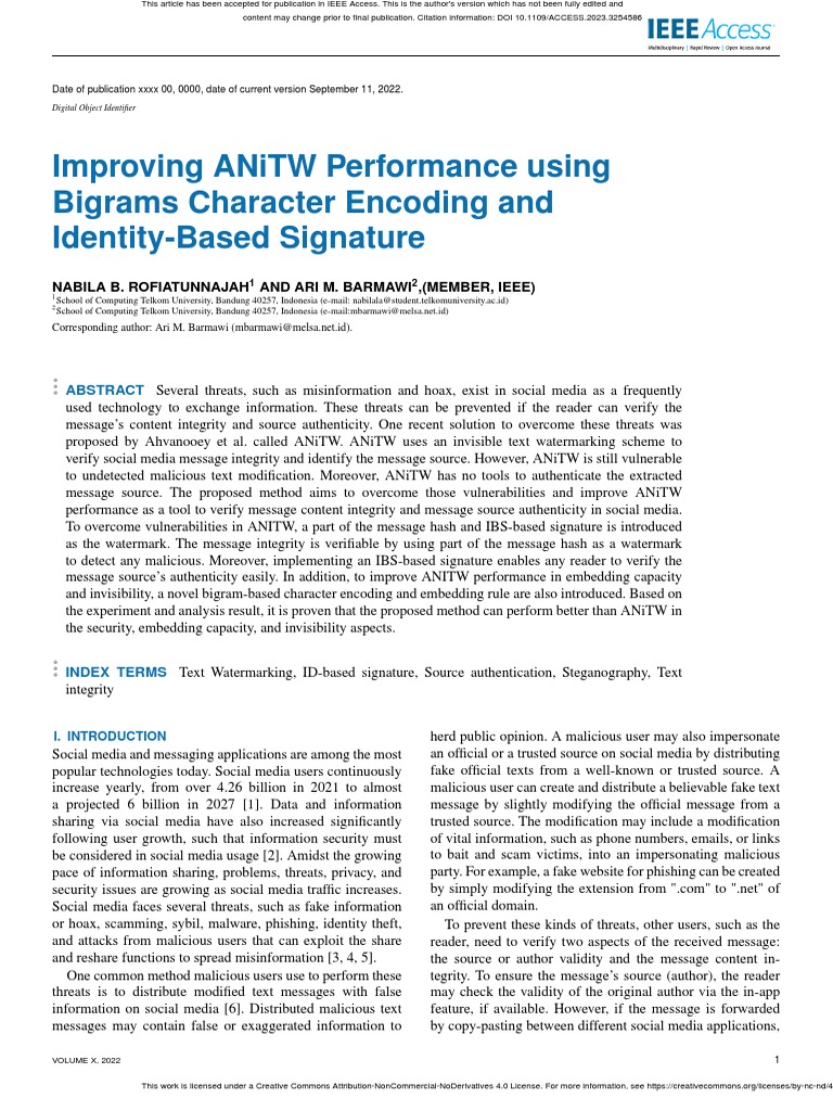 Improving ANiTW Performance Using Bigrams Character Encoding and Identity-Based Signature PDF ...