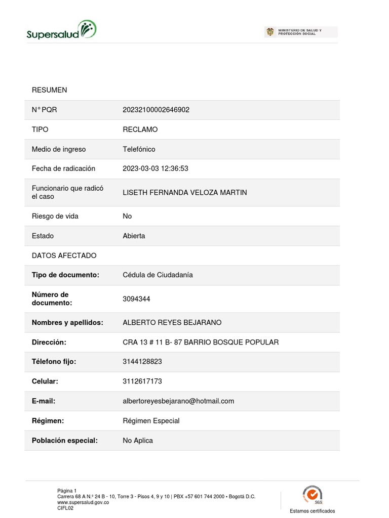 Alberto Reyes Bejarano PDF | PDF | Hospital