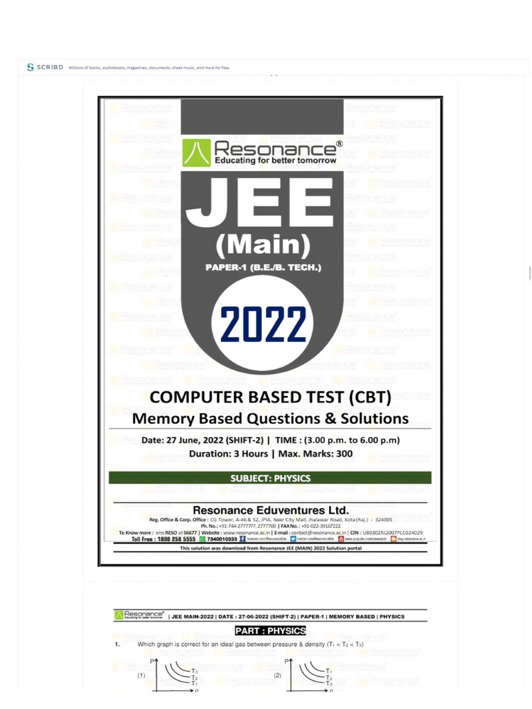 27 June Shift 2 Phy,Maths,Chem(25,13,26Q)Solutions | PDF