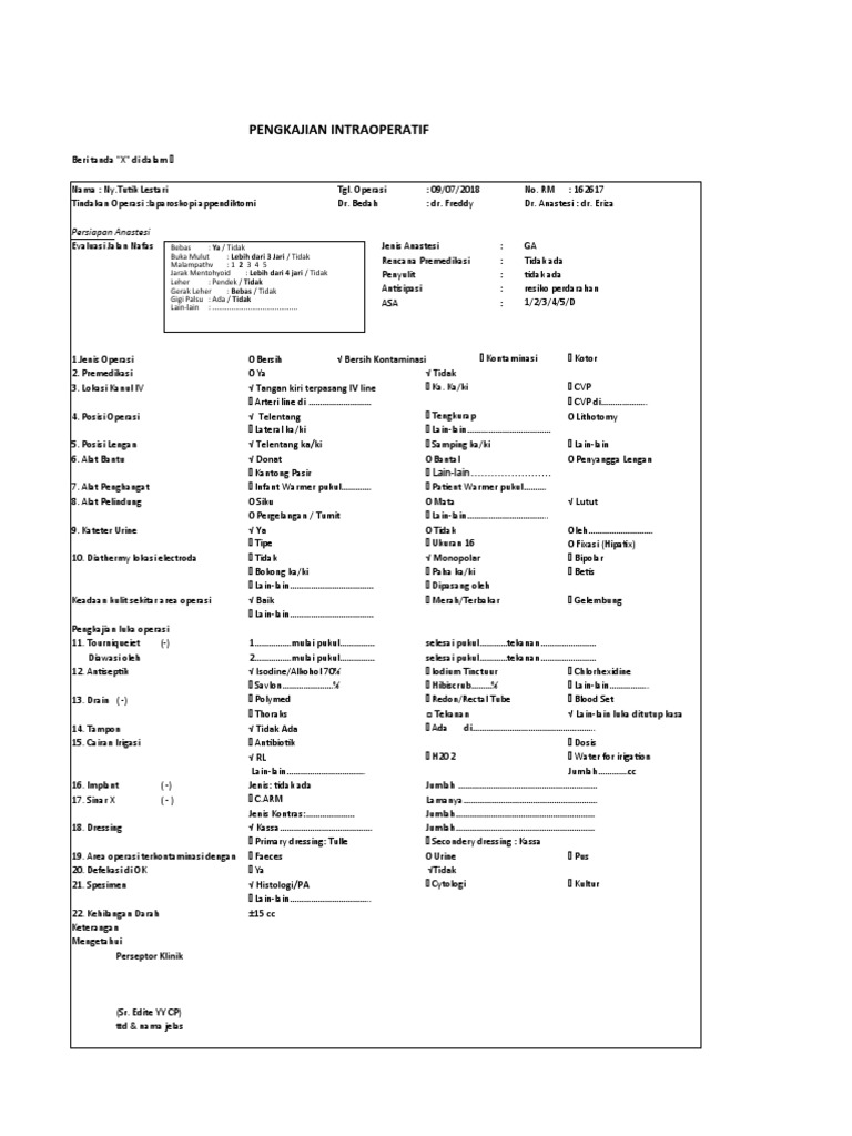 Pengkajian Intraop | PDF