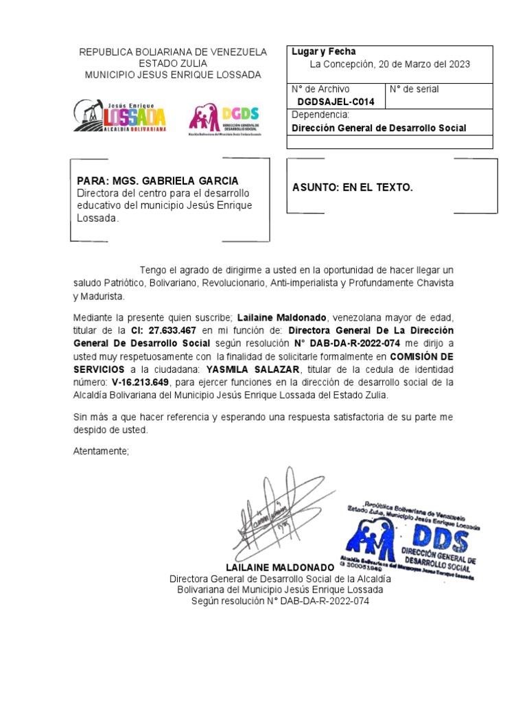 (C014) Comicion de Servicio YASMILA | PDF