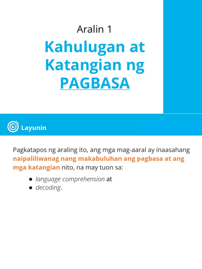 Aralin 1 Proseso NG Pagbasa | PDF