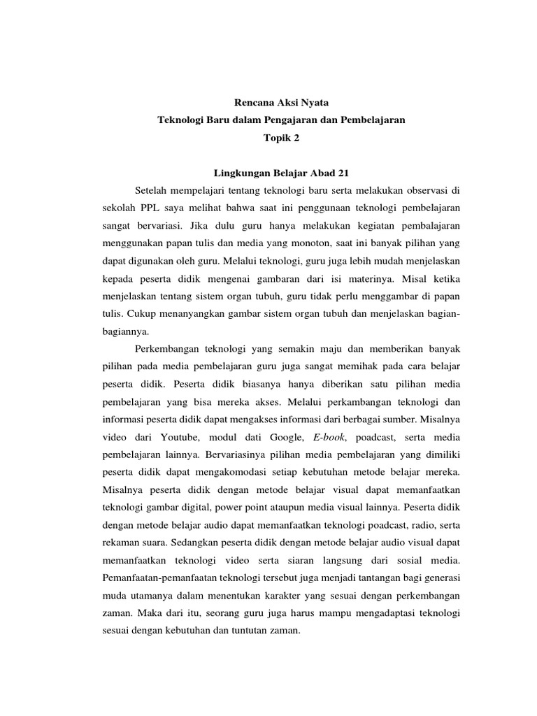 Rencana Aksi Nyata Topik 2 Teknologi Baru | PDF