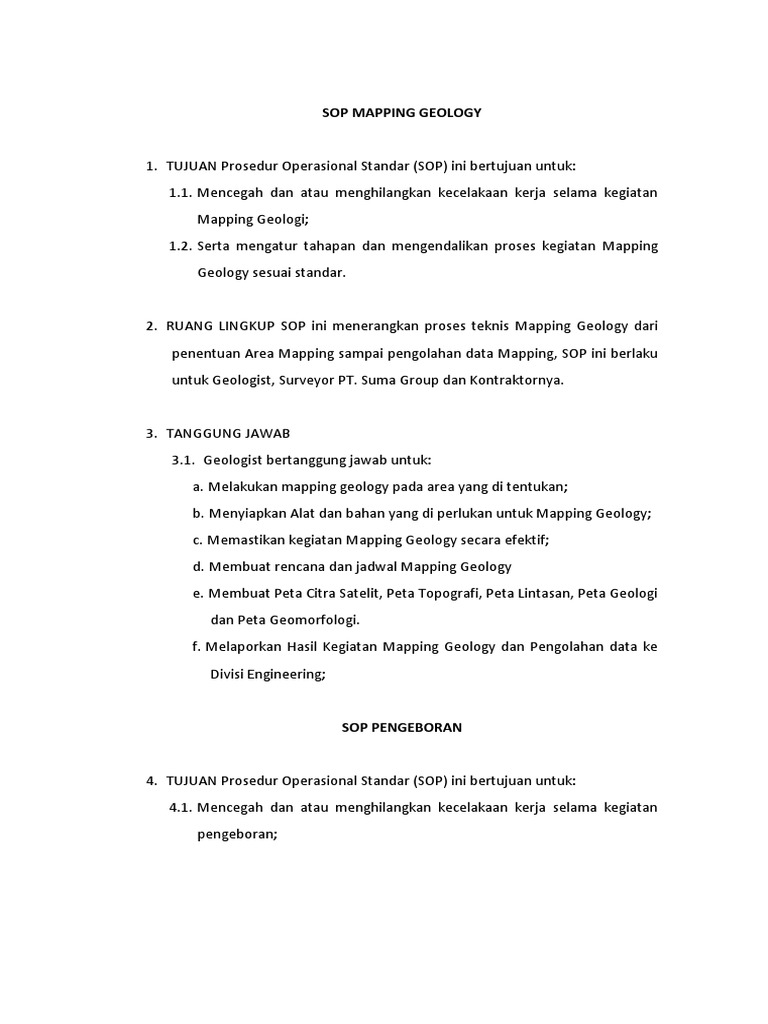Sop Geologist Mapping | PDF