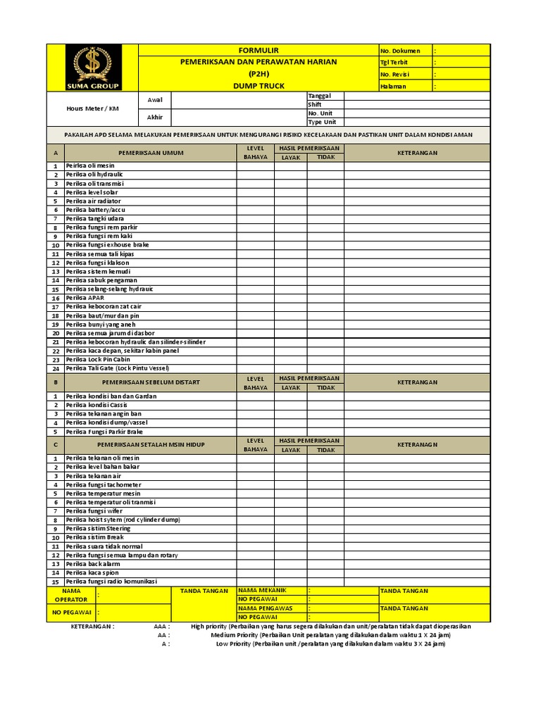 Form P2H Dump Truck | PDF