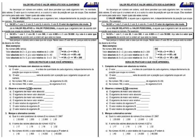 Valor Absoluto e Relativo | PDF