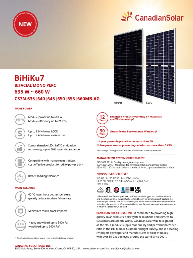 Cs-Bihiku7 Cs7n-Mb-Ag v1.7 f43m j1 Na | PDF | Solar Panel | Photovoltaics
