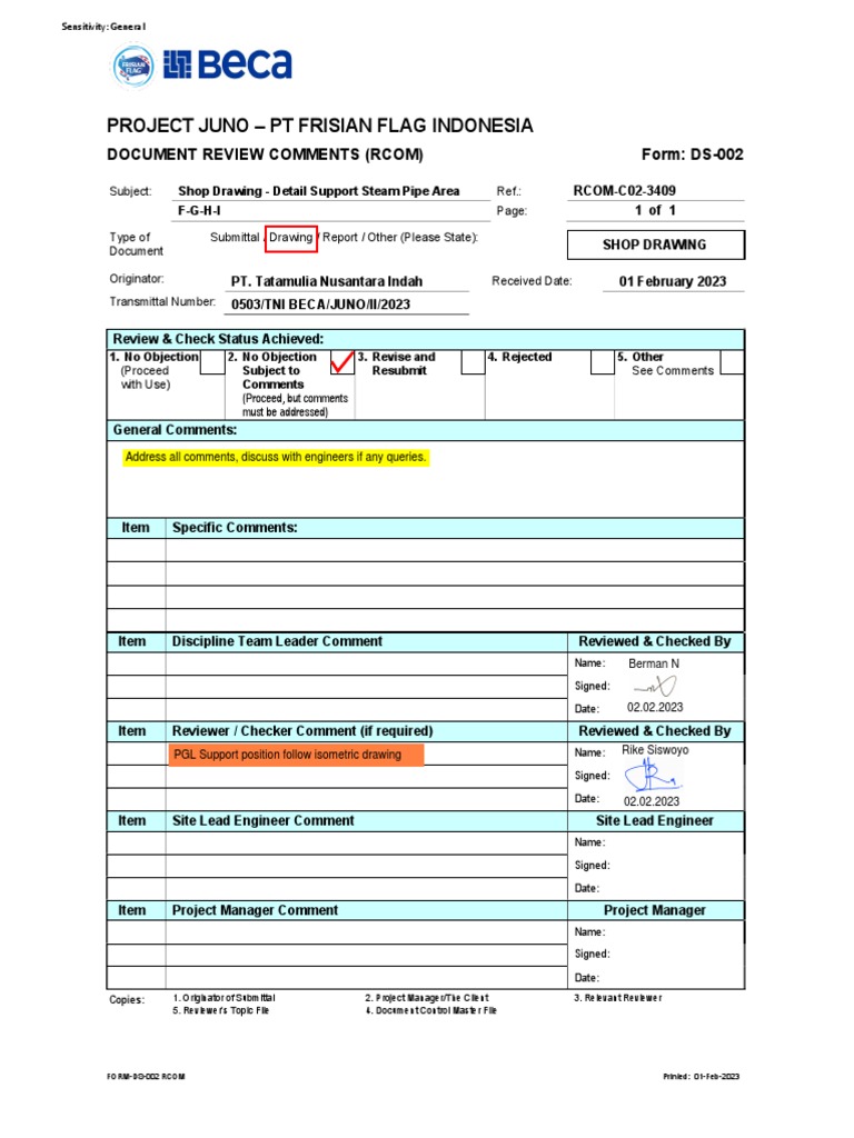 RCOM C02-3409 SD - Detail Support Steam Pipe Area F-G-H-I | PDF